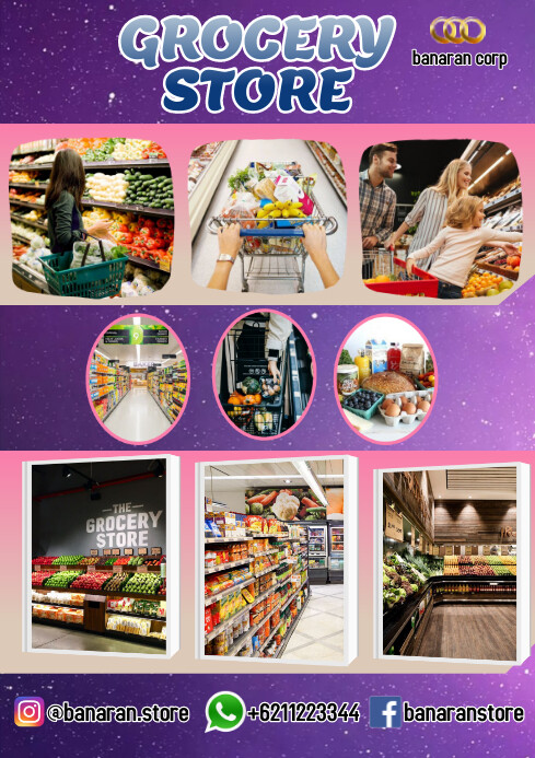 Pastel Grocery Store Poster A4 Template | PosterMyWall