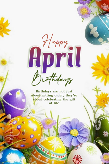 Pastel Happy April Birthdays Banner 4' × 6' Template | PosterMyWall