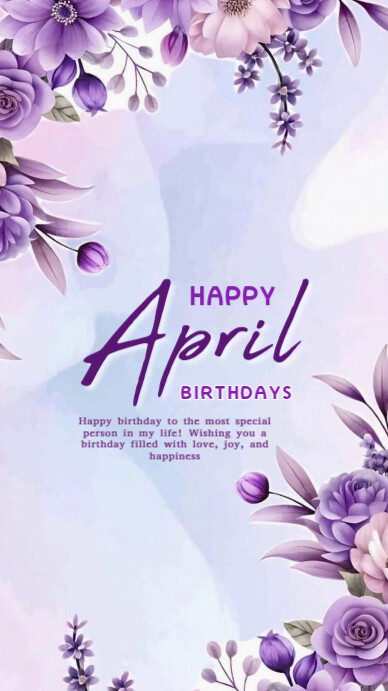 Pastel Happy April Birthdays Whatsapp Status Template | PosterMyWall
