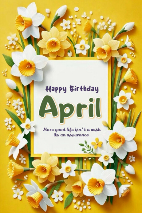 Pastel Happy Birthday April Banner 4' × 6' Template | PosterMyWall