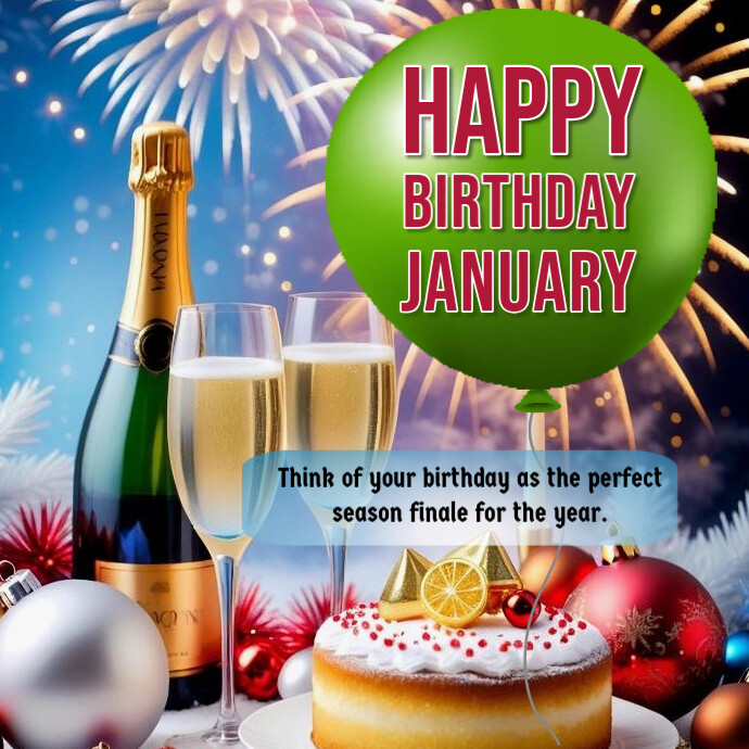 Pastel Happy Birthday January Logo Template | PosterMyWall