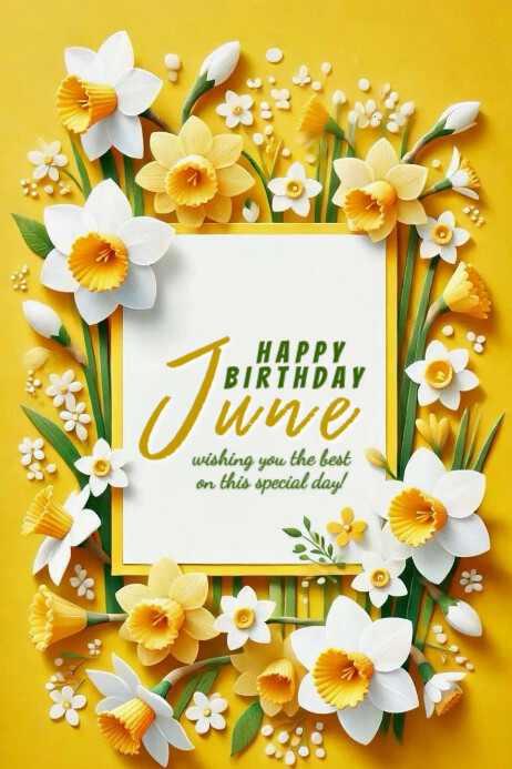 Pastel Happy Birthday June Banner 4' × 6' Templat | PosterMyWall