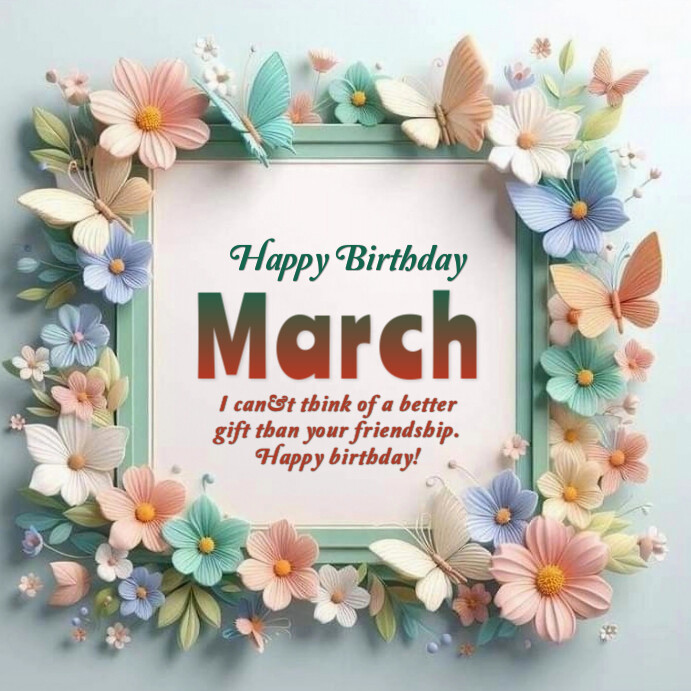 Pastel Happy Birthday March Instagram Post Template | PosterMyWall