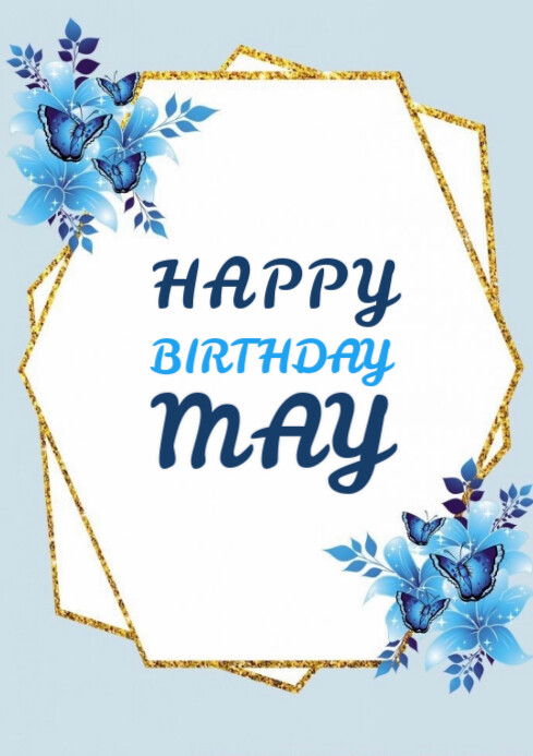 Pastel Happy Birthday May A4 Template | PosterMyWall