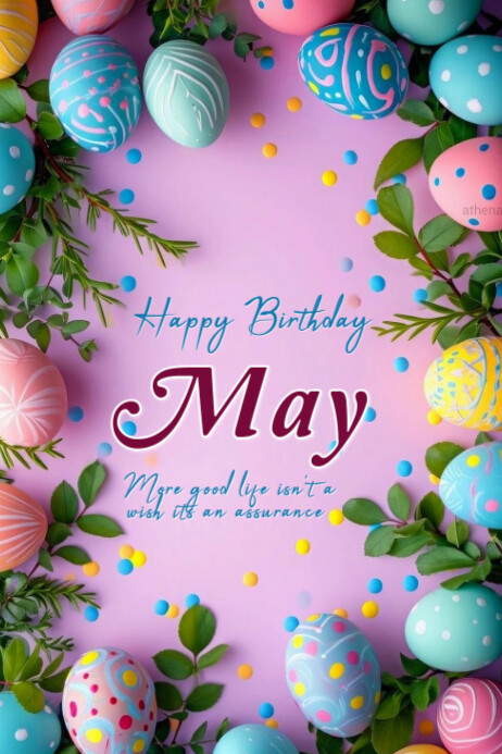 Pastel Happy Birthday May Banner 4' × 6' Template | PosterMyWall