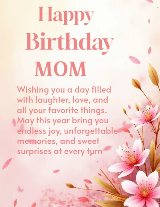 Pastel Happy Birthday Mom Flyer (us Letter) Template | PosterMyWall