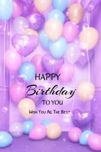 Black Pastel Happy Birthday To You Poster Template | PosterMyWall