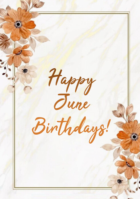 Pastel Happy June Birthdays A4 Template | PosterMyWall