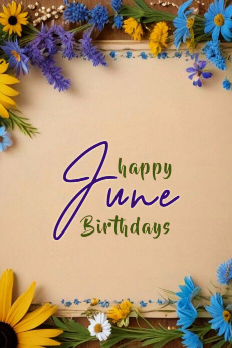 Pastel Happy June Birthdays Banner 4' × 6' Template | PosterMyWall