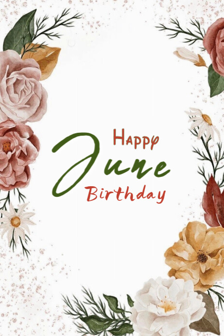 Pastel Happy June Birthdays Banner 4' × 6' Template | PosterMyWall