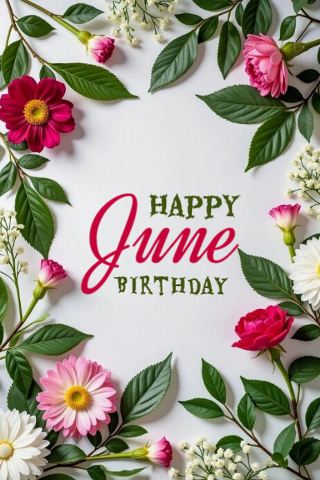 Pastel Happy June Birthdays Banner 4' × 6' Template | PosterMyWall