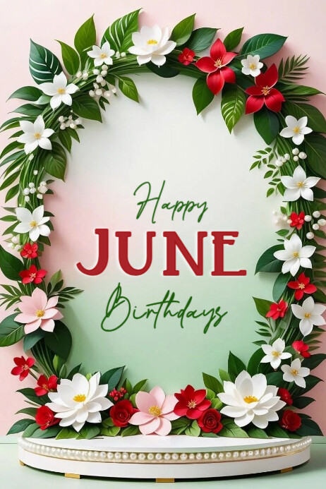 Pastel Happy June Birthdays Banner 4' × 6' Template | PosterMyWall