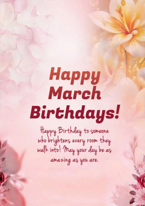 Pastel Happy March Birthdays A4 Template | PosterMyWall