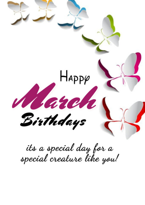 Pastel Happy March Birthdays A4 Template | PosterMyWall