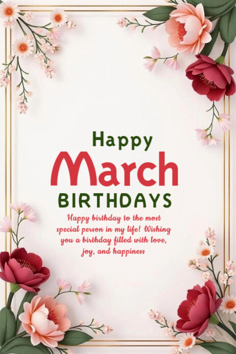 Copy of Pastel Happy March Birthdays Banner 4' × 6' | PosterMyWall