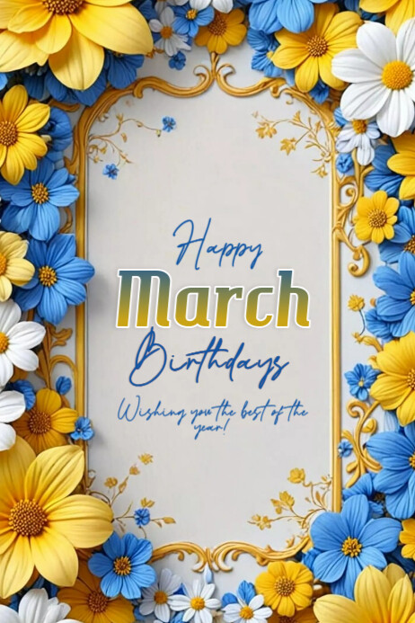 Pastel Happy March Birthdays Banner 4' × 6' Template | PosterMyWall