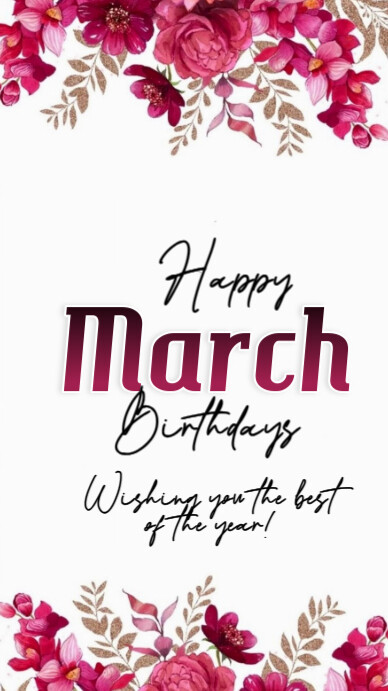 Pastel Happy March Birthdays Whatsapp Status Template | PosterMyWall