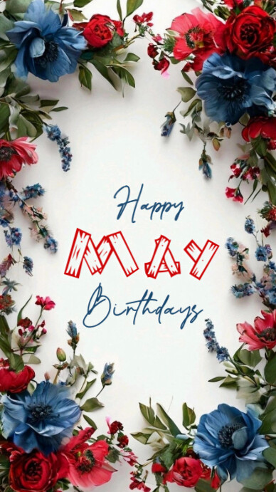 Pastel Happy May Birthdays Whatsapp Status Templat | PosterMyWall