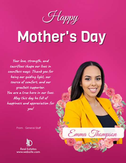 Pastel Happy Mother's Day Wishes Staff Company Brand Boss Flyer (us ...