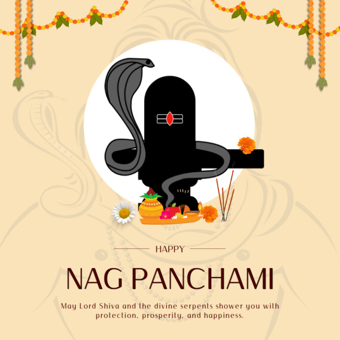 Pastel Happy Nag Panchami Online Wish Flyer Instagram Post Template ...