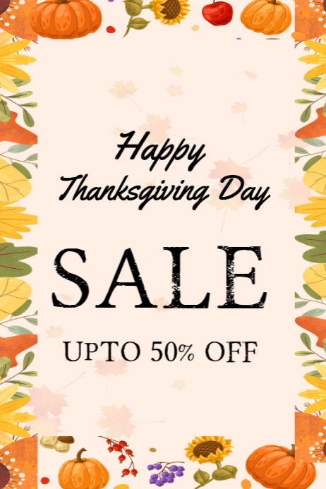 Pastel Happy Thanksgiving Sale Offer Poster Modelo | PosterMyWall