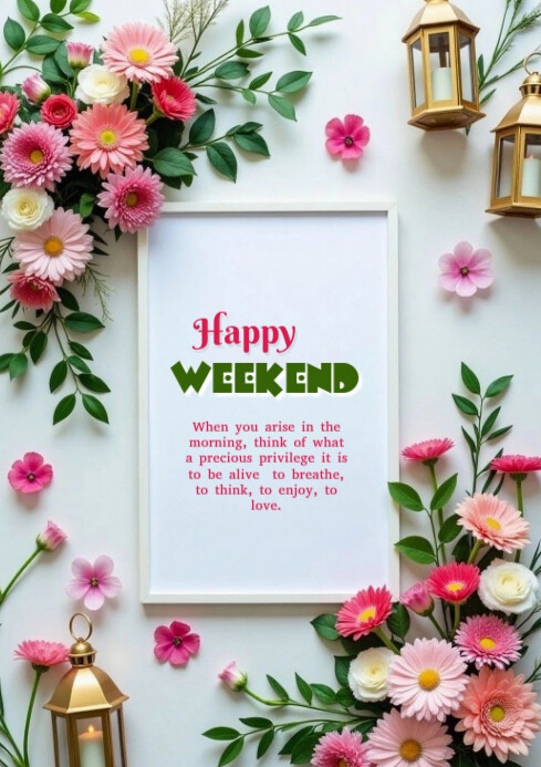 Pastel Happy Weekend A4 Templat | PosterMyWall