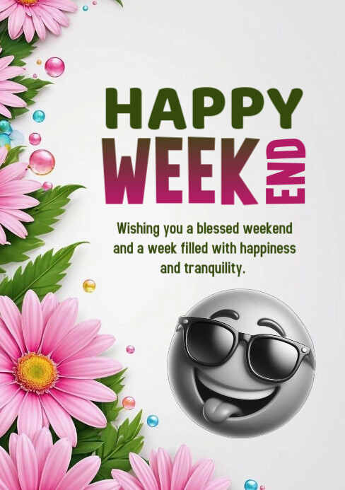 Pastel Happy Weekend A5 Template | PosterMyWall