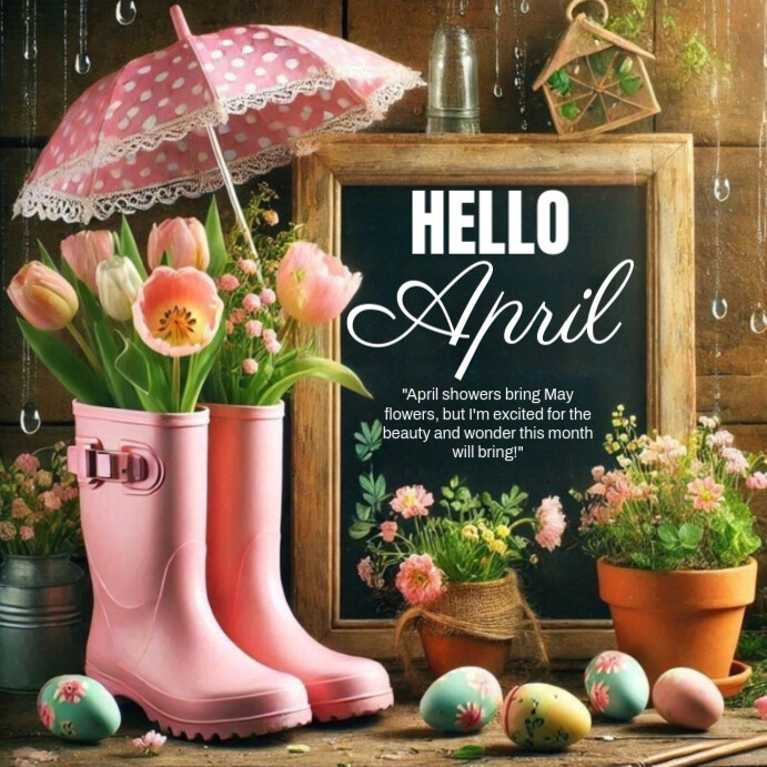 Copy of Pastel Hello April Instagram Post | PosterMyWall