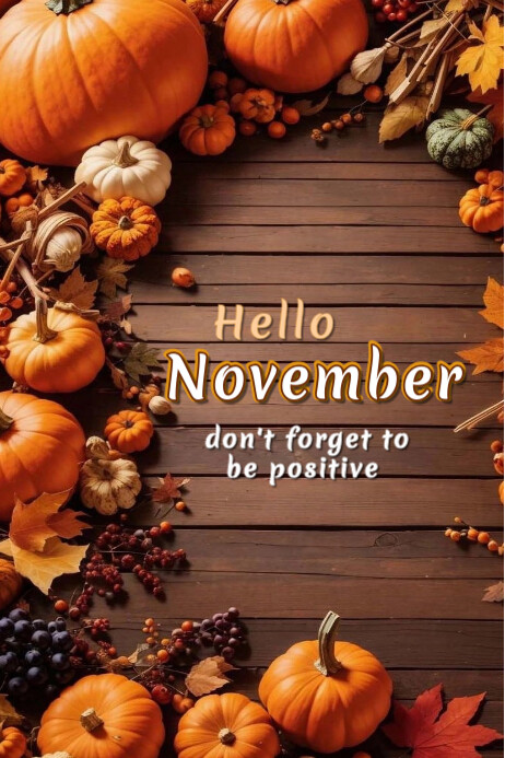 Pastel Hello November Banner 4' × 6' Template | PosterMyWall