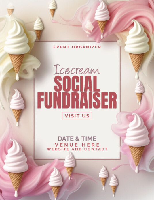 Pastel Ice Cream Social Fundraiser Editable Flyer (us Letter) Template ...