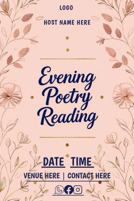 Copy of Pastel Intimate Evening Poetry Reading Poster With Rose Gold ...