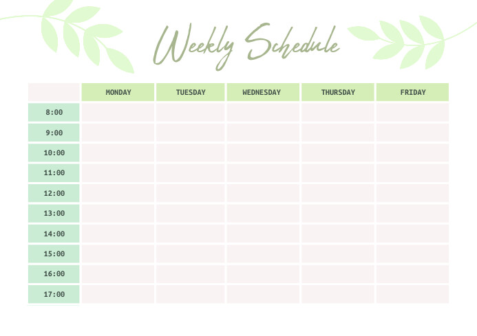 Pastel Leaves Weekly Schedule Planner Printab Template | PosterMyWall