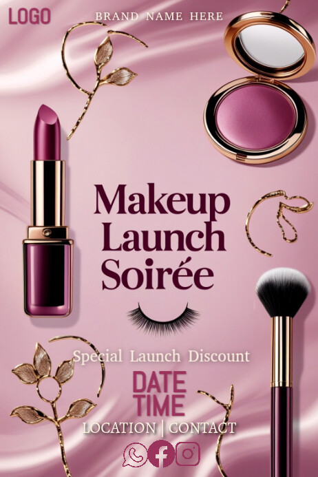 Copy of Pastel Luxury Makeup Studio Launch Poster With Rose & Gold Beauty Accents | PosterMyWall