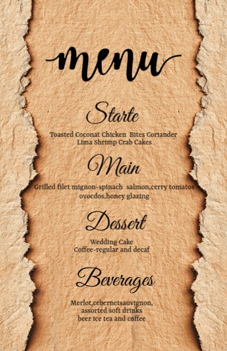 Pastel Menu Card Old Paper Desing Half Page Wide Template | PosterMyWall