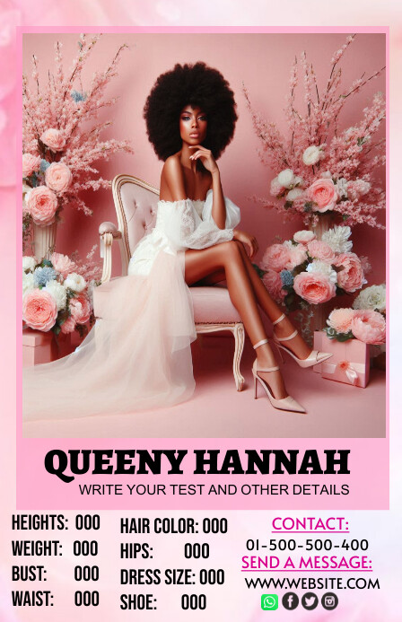 Plantilla de Pastel Model Comp Card Tabloid | PosterMyWall