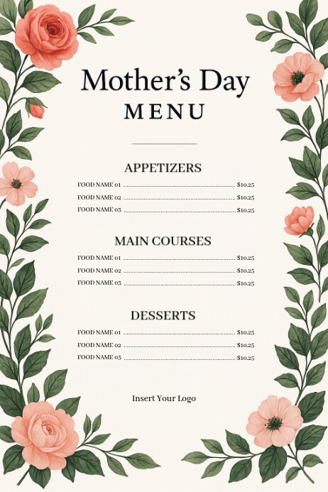 Pastel Mother's Day Menu Poster Template | PosterMyWall