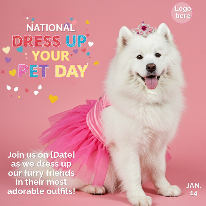 Pastel National Dress Up Your Pet Day Instagram Post Template ...