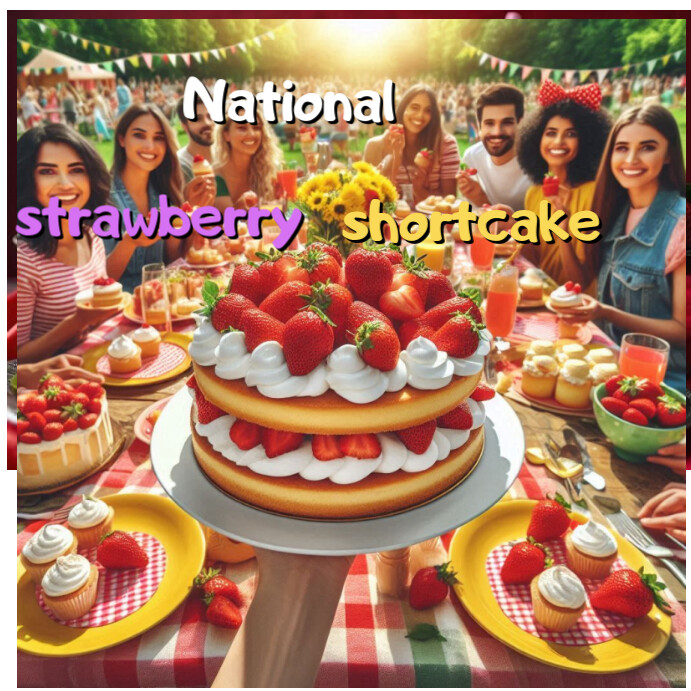 Pastel National Strawberry Shortcake Day Instagram Post Template ...