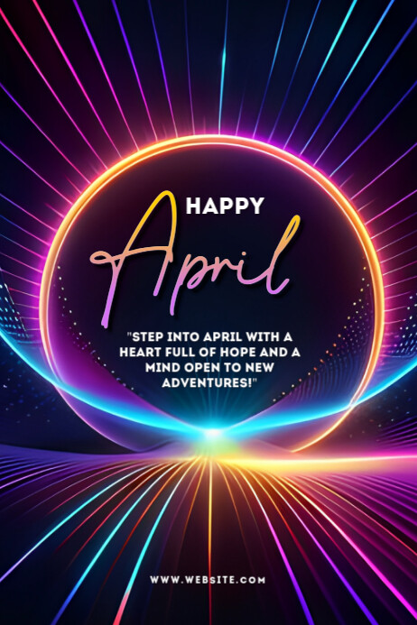 Pastel Neon Background Pastel Happy April Poster Template | PosterMyWall