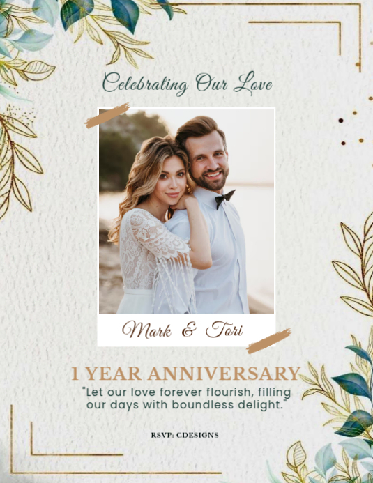 Pastel One Year Anniversary Template Flyer (us Letter) | PosterMyWall