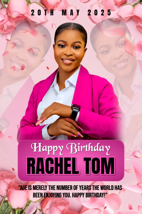 Pastel Pink Background Joyful Happy Birthday Poster Template | PosterMyWall