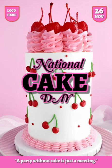 Pastel Pink Background Maximalist National Cake Day Poster Template ...