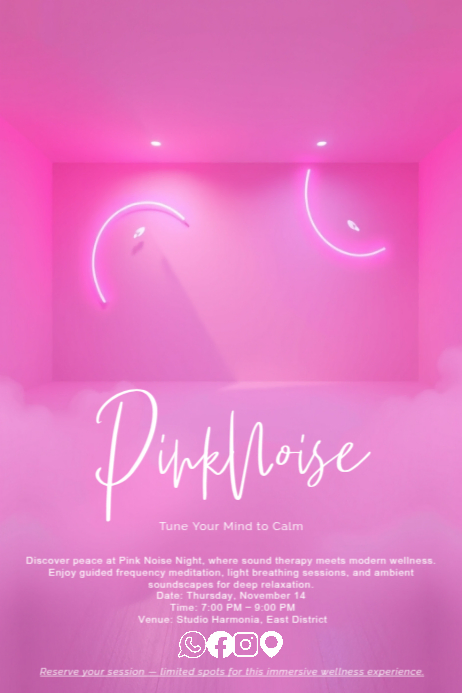Pastel Pink Noise Wellness Night — Mind Calming Sound Therapy Design ...