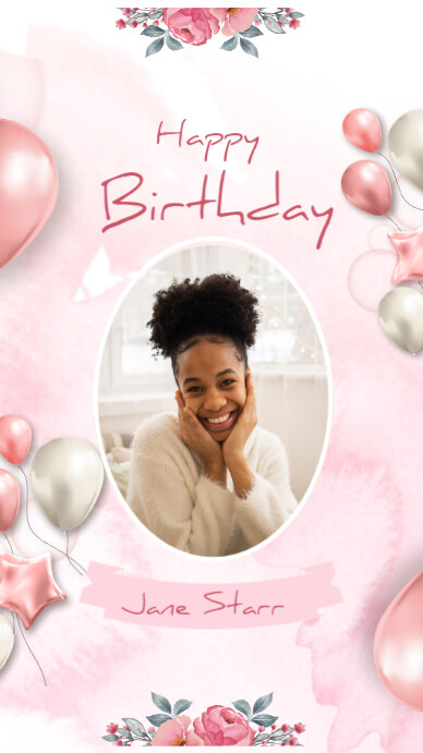Copy of Pastel Pink Watercolor Illustrative Happy Birthday Instagram ...