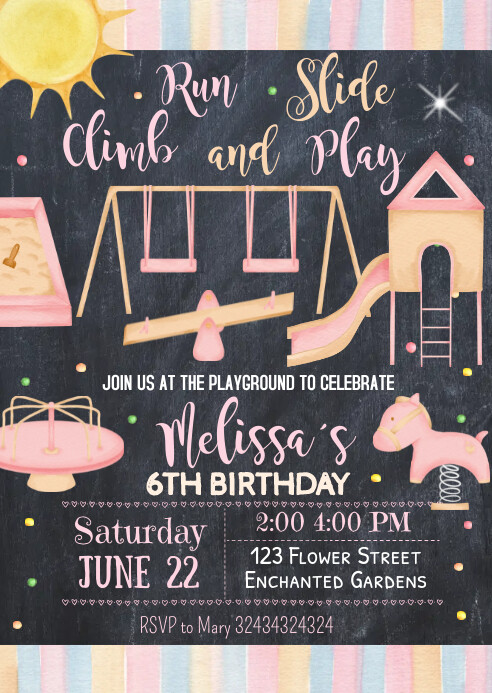 PASTEL Playground Birthday Invitation Template | PosterMyWall