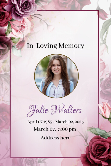 Copy of Pastel Purple Floral Funeral Watercolor Background Banner 4' × ...