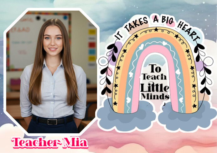 Plantilla de Pastel Rainbow Teacher Heart Card | PosterMyWall