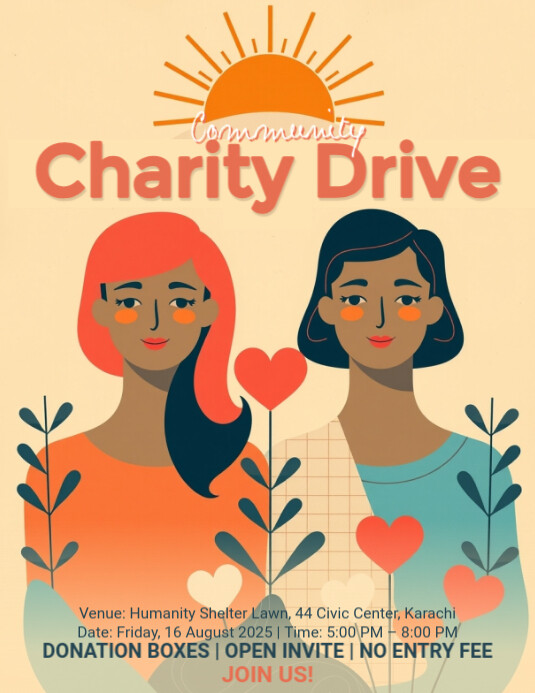 Plantilla de Pastel Retro Charity Drive Fundraiser Event Flyer Template ...