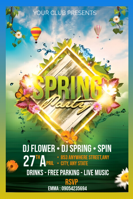 Pastel Spring Party Flyer Poster Template | PosterMyWall