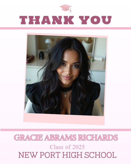 Pastel Thank You Graduant Graduation Card Invitation Invite Cardf ...